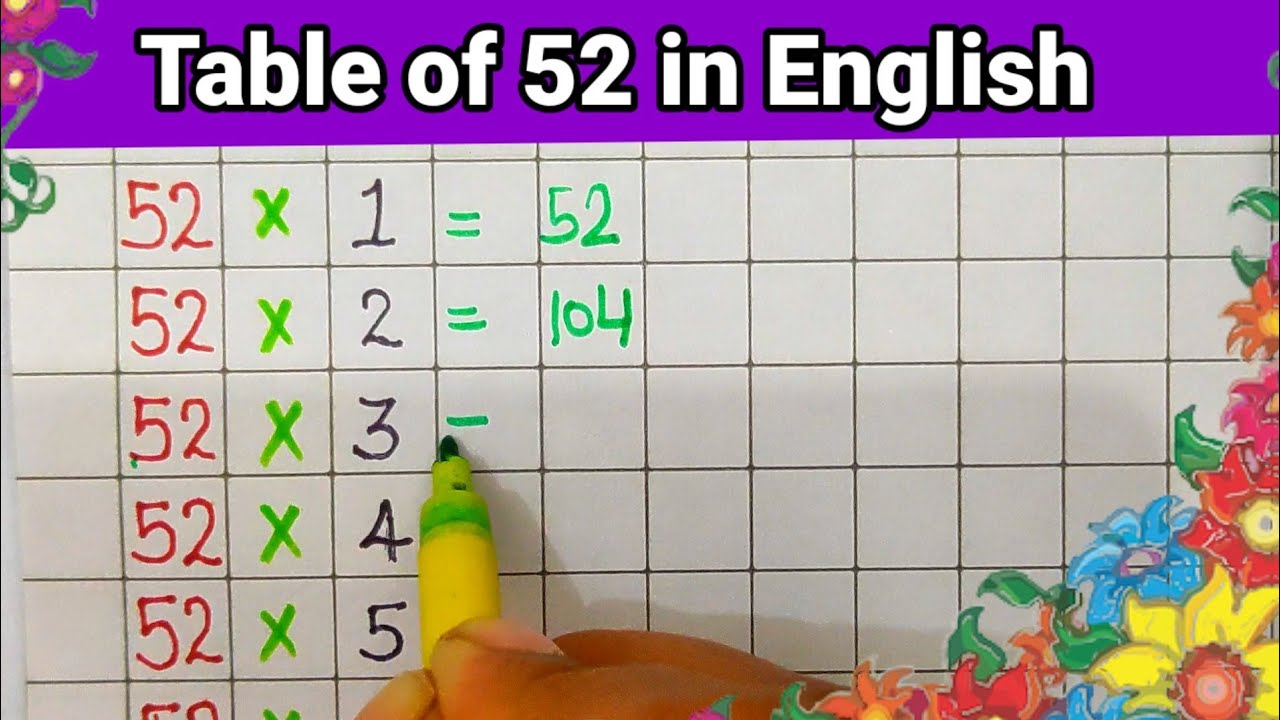 table of 52। 52 ka table। pahada। learn table of 52 in English। - YouTube