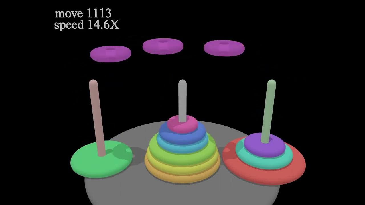 Solving 11-disc Hanoi Tower stack puzzle - YouTube