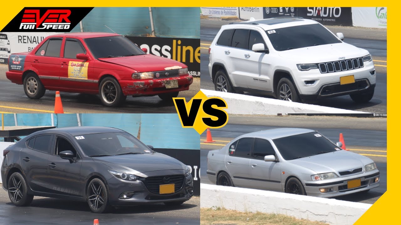 Tsuru TUNEADO 🆚 Mazda 3 🆚 Nissan Primera 🆚 Jeep Grand Cherokee 🔥 Drag ...