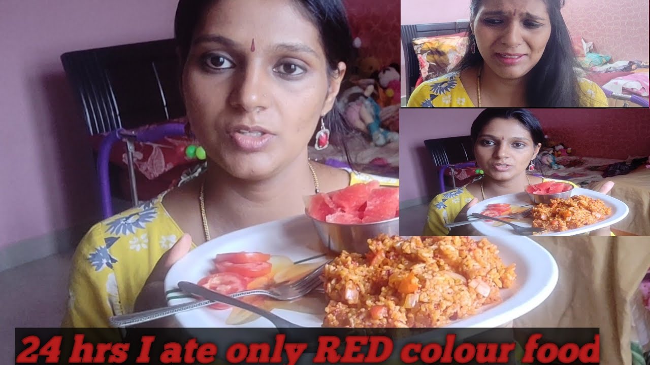 I Ate RED Food for 24 hrs Challenge | Red colour food eating vlog ...