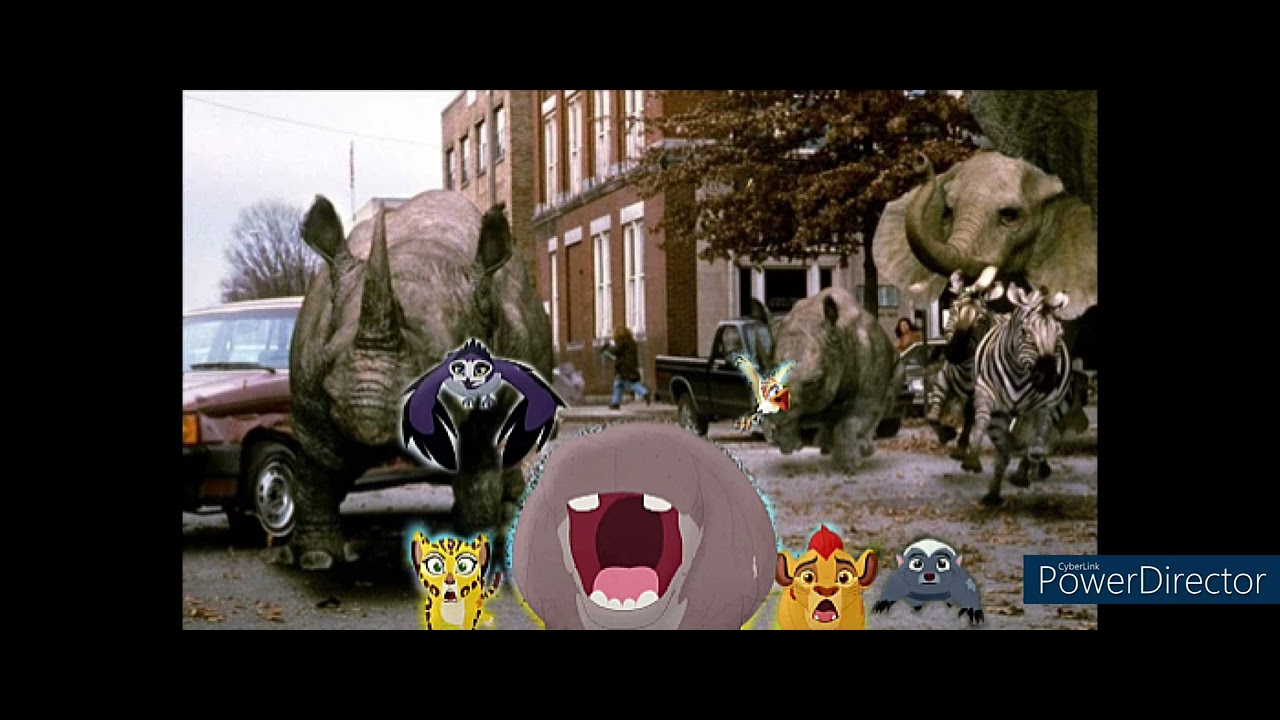 The Lion Guard running from a stampede - YouTube