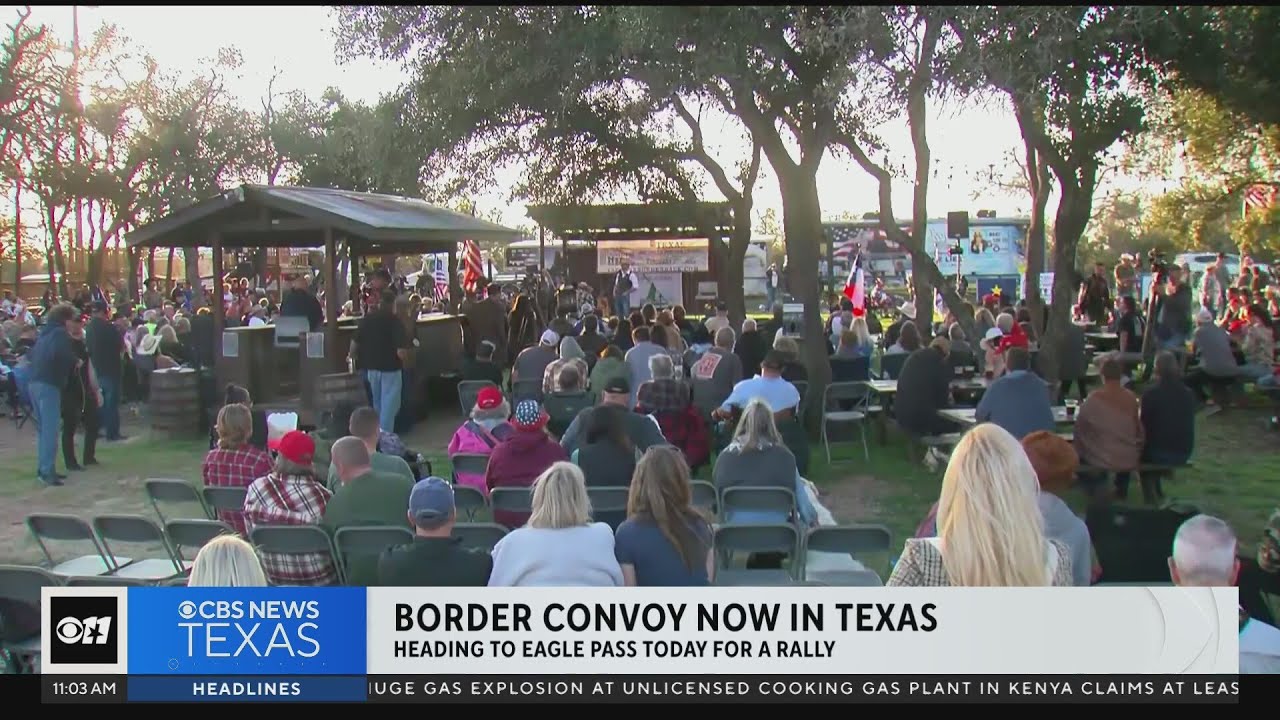 Border convoy arrives to Texas - YouTube
