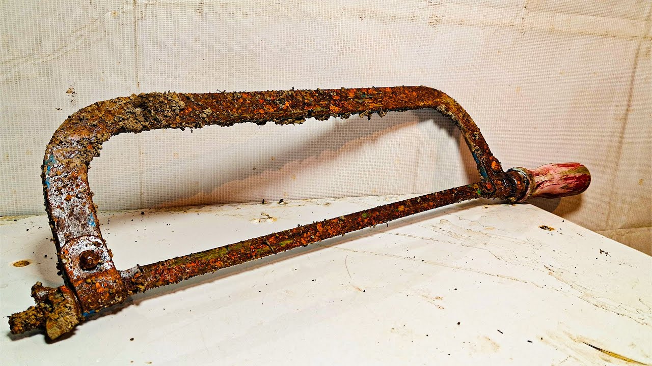 Antique Rusty Hacksaw Restoration (Removing blackness and dirt) - YouTube