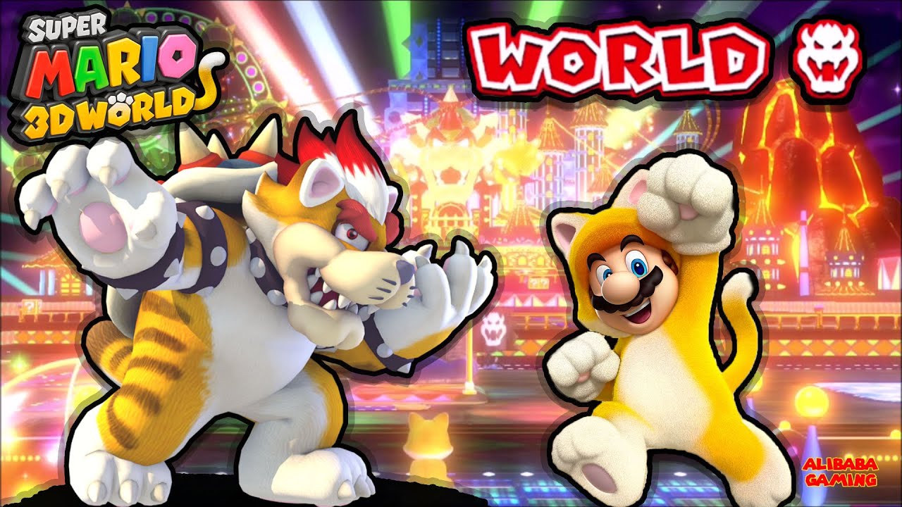 Super Mario 3D World: Bowser-1 and Meowser Boss Battle - YouTube