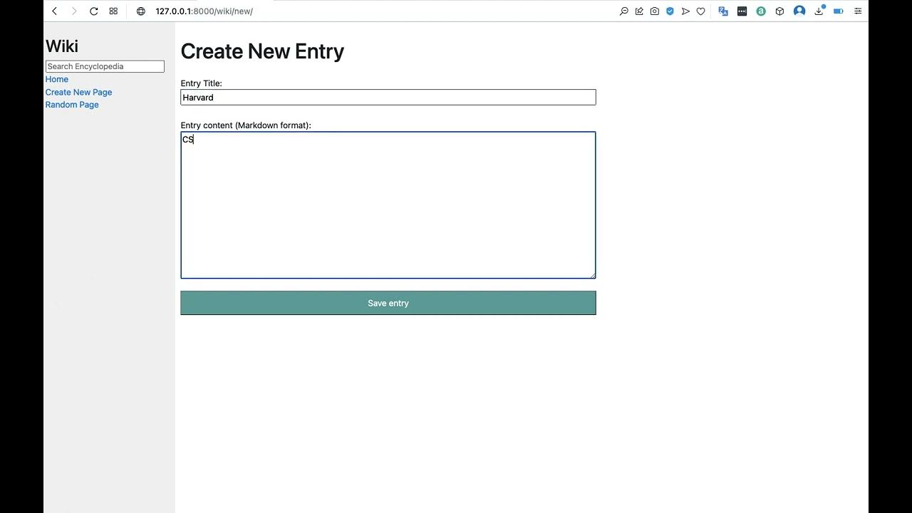 CS50’s Web Programming with Python and JavaScript: Project 1 - Wiki - YouTube