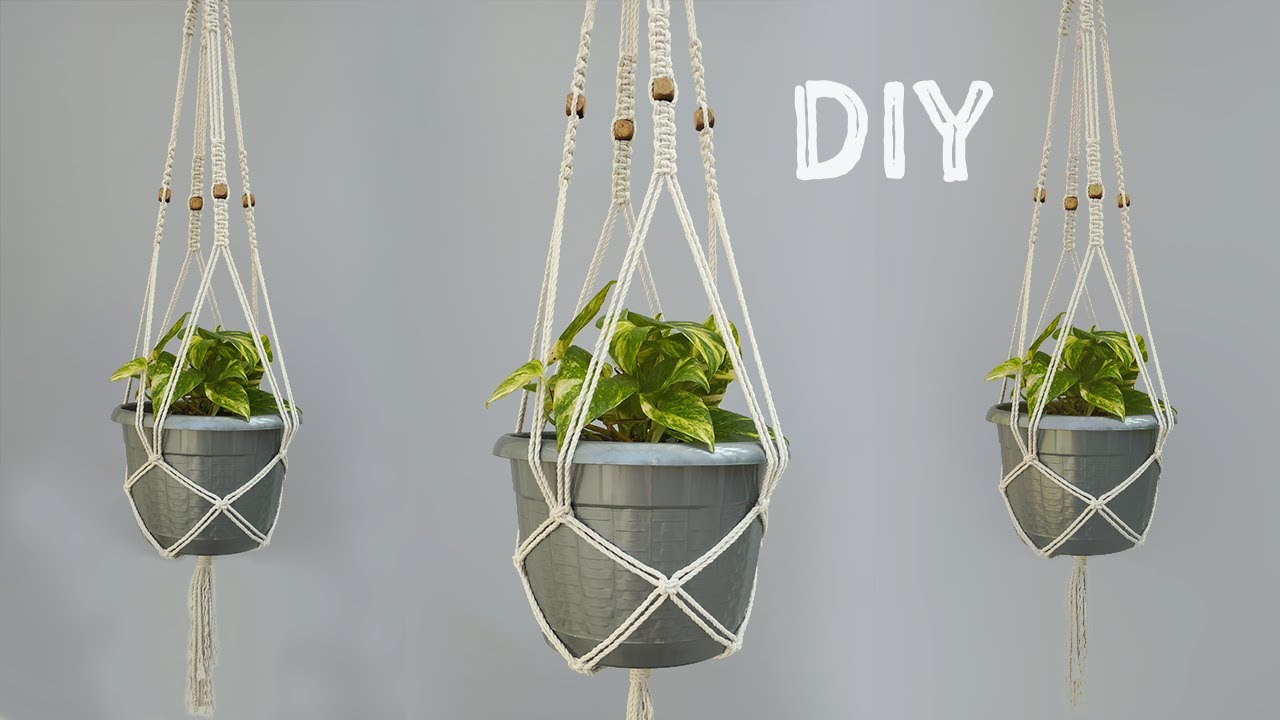 COMO HACER PORTA MACETAS EN MACRAME EN POCO TIEMPO! 🍃🌿| Macrame Plant ...