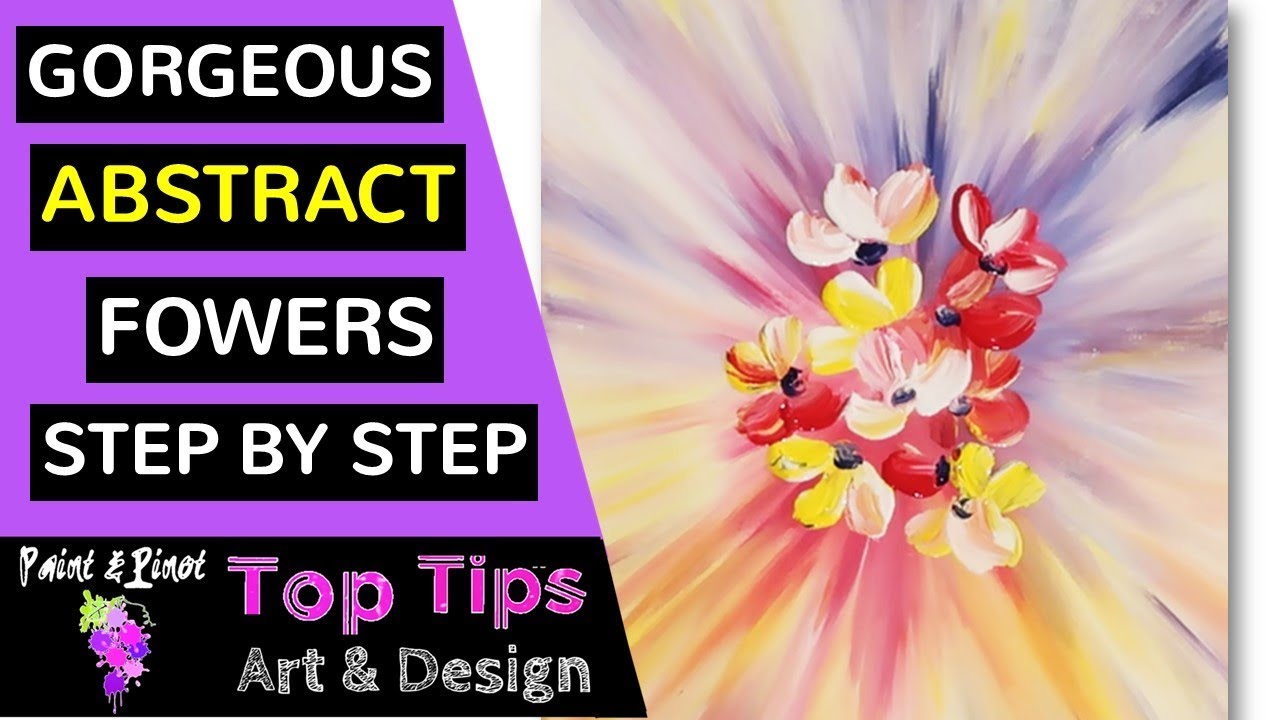 How to paint acrylic abstract flowers - step by step giude - YouTube