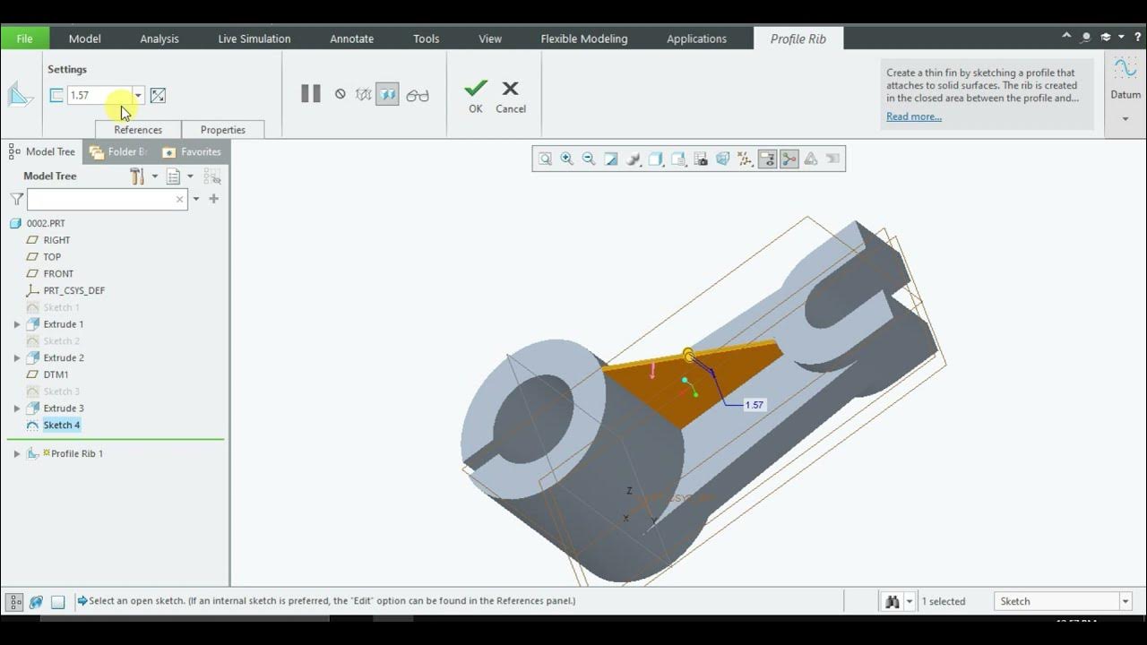 ptc creo part modeling for beginners free CAD beginner tutorial - YouTube