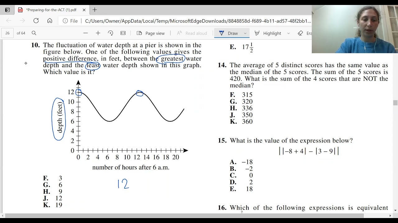 Practice ACT Math Question (Problem 10) - YouTube