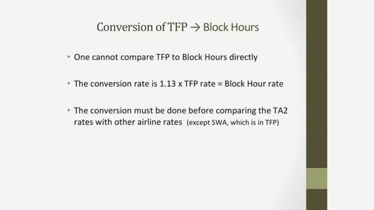 AFA ALA TA2 TFP and Block Hours Conversion - YouTube
