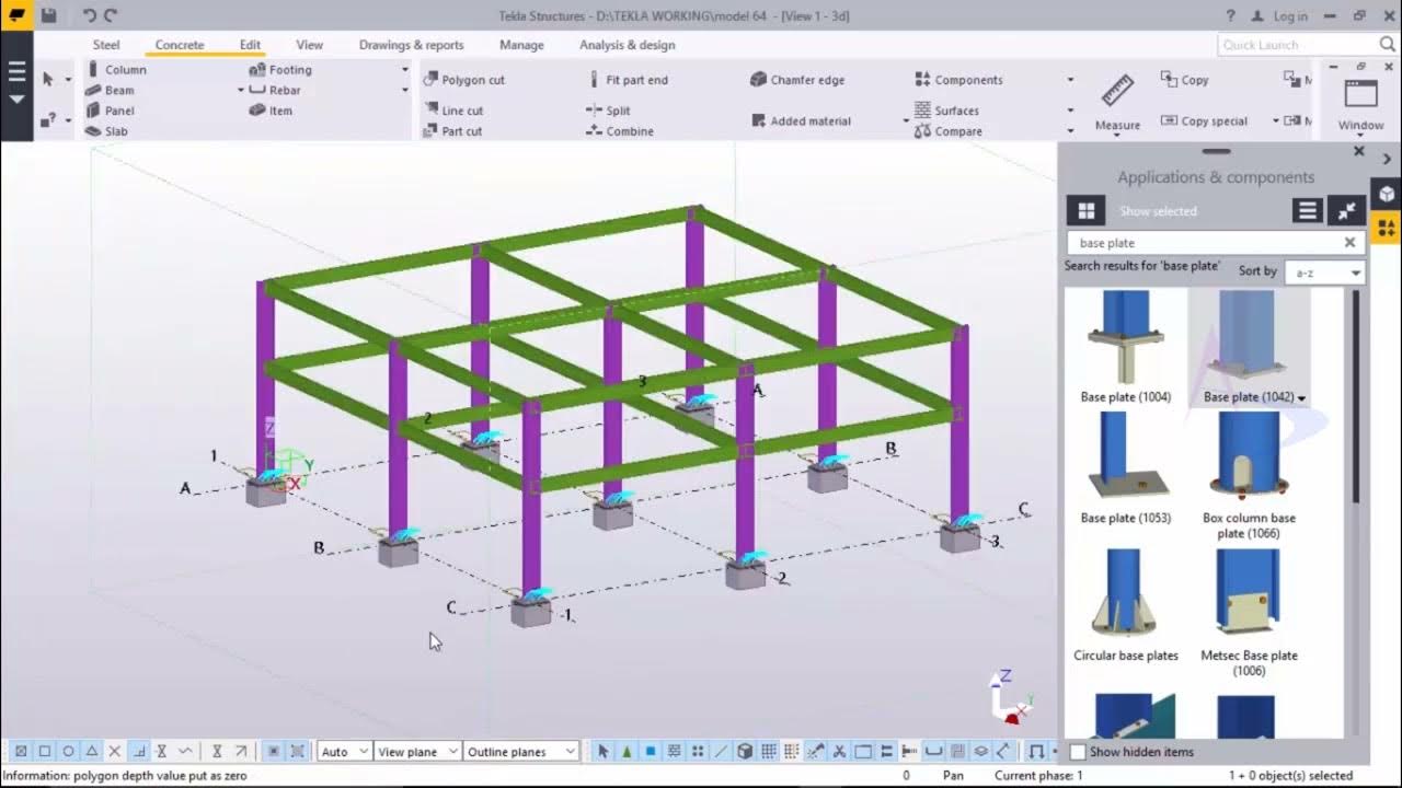 Tekla Structures 2016i-Tutorial-07_Create Small Structure & Create construction objects and ...