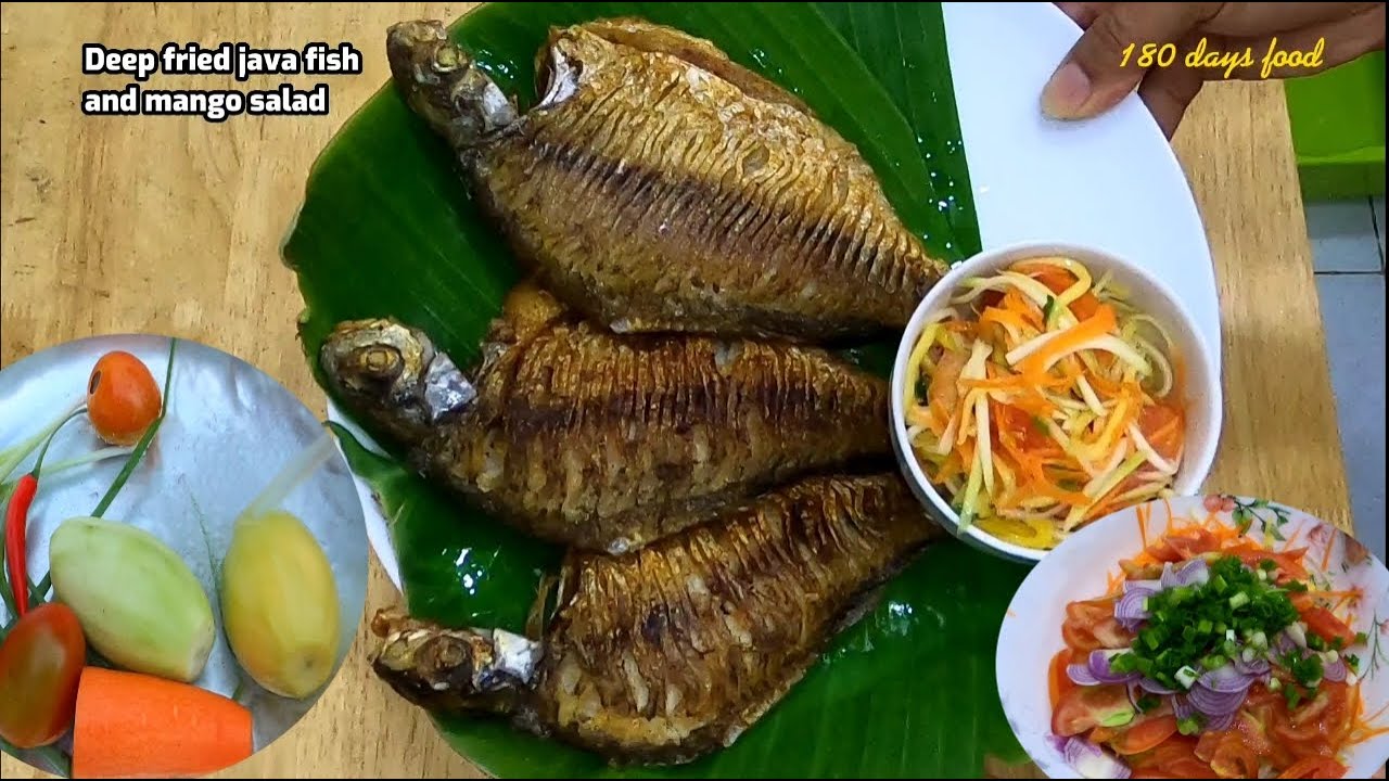 How to make deep fried Java fish and mango salad | homemade food | 180 ...