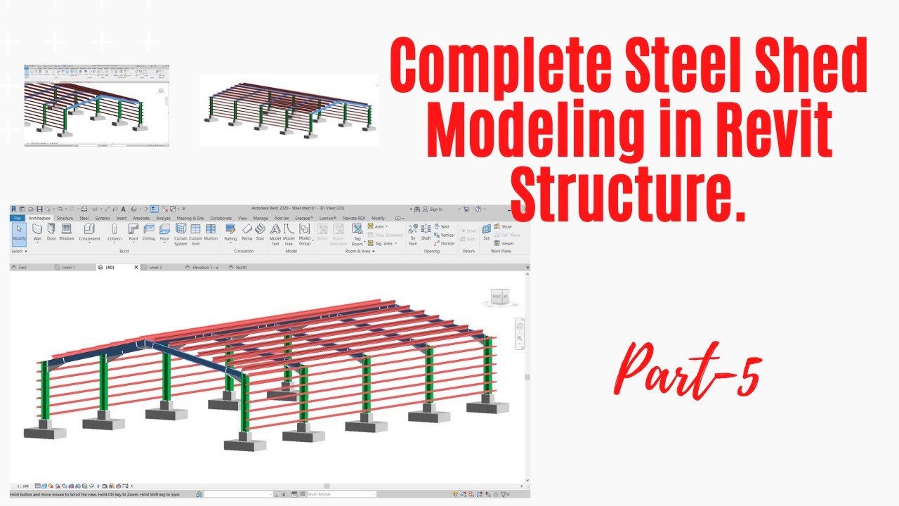 #75 Complete Steel Shed Modeling in Revit Structure.| Part-4. Revit ...