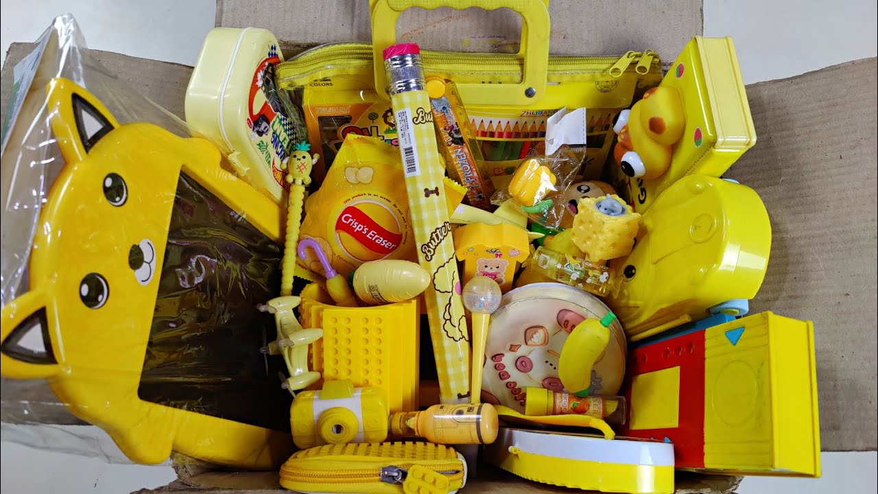 Unboxing Yellow Stationery, 2 in 1 Writing Board, School Supplies, Back ...