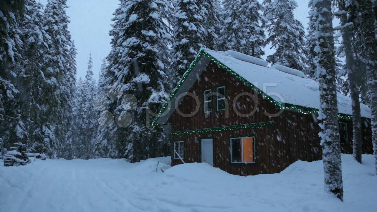 Winter Cabin With Snow Falling. Stock Footage - YouTube