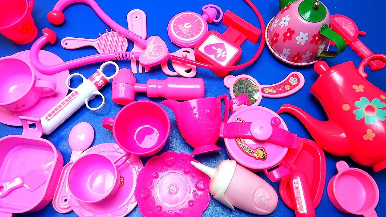 ASMR 5 minutes Satisfying with Unboxing a huge set of pink dishes and a ...