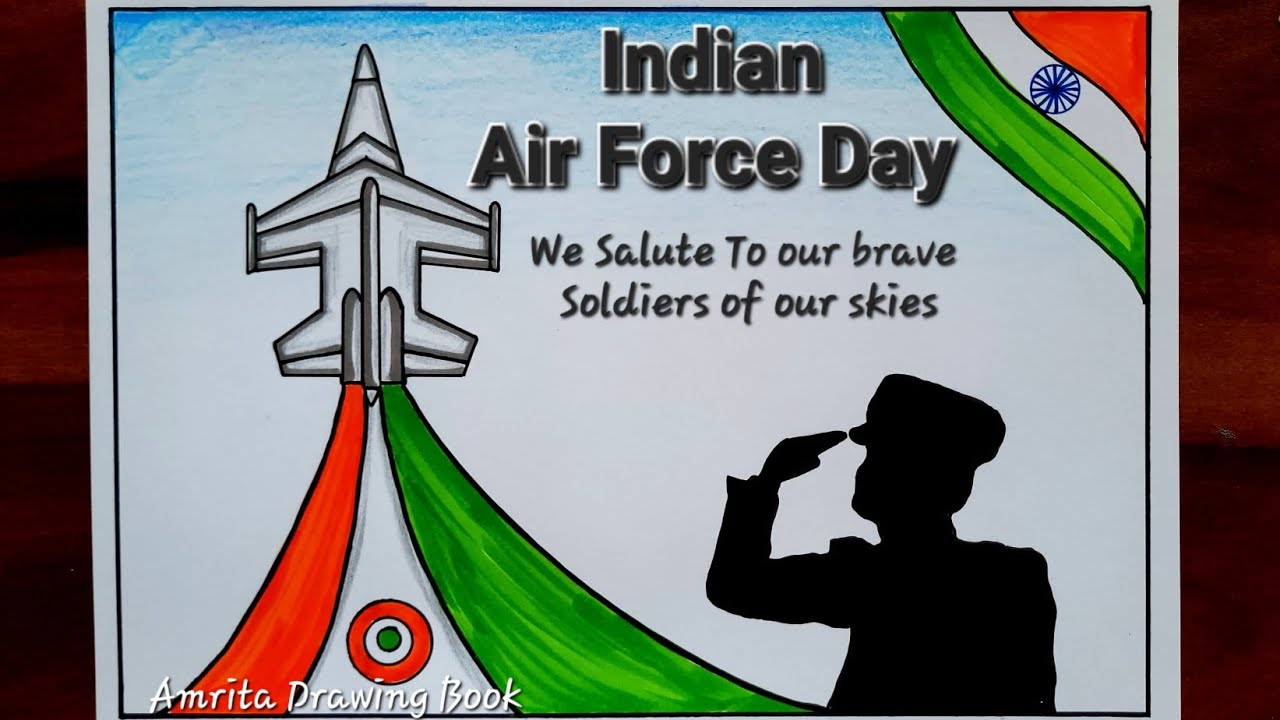 Indian Air Force Day Drawing Easy | Simple Indian Air Force Day Poster ...