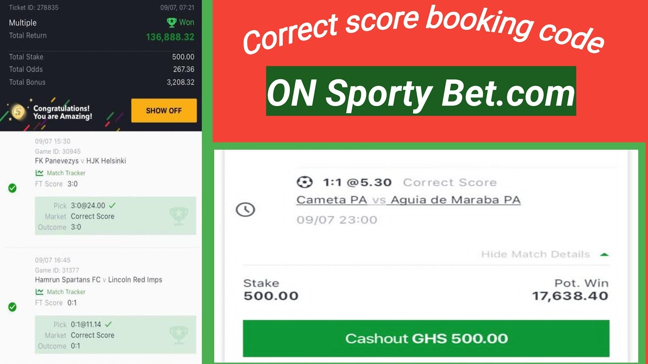 How To get Correct scores Booking code On Sporty Bet - YouTube