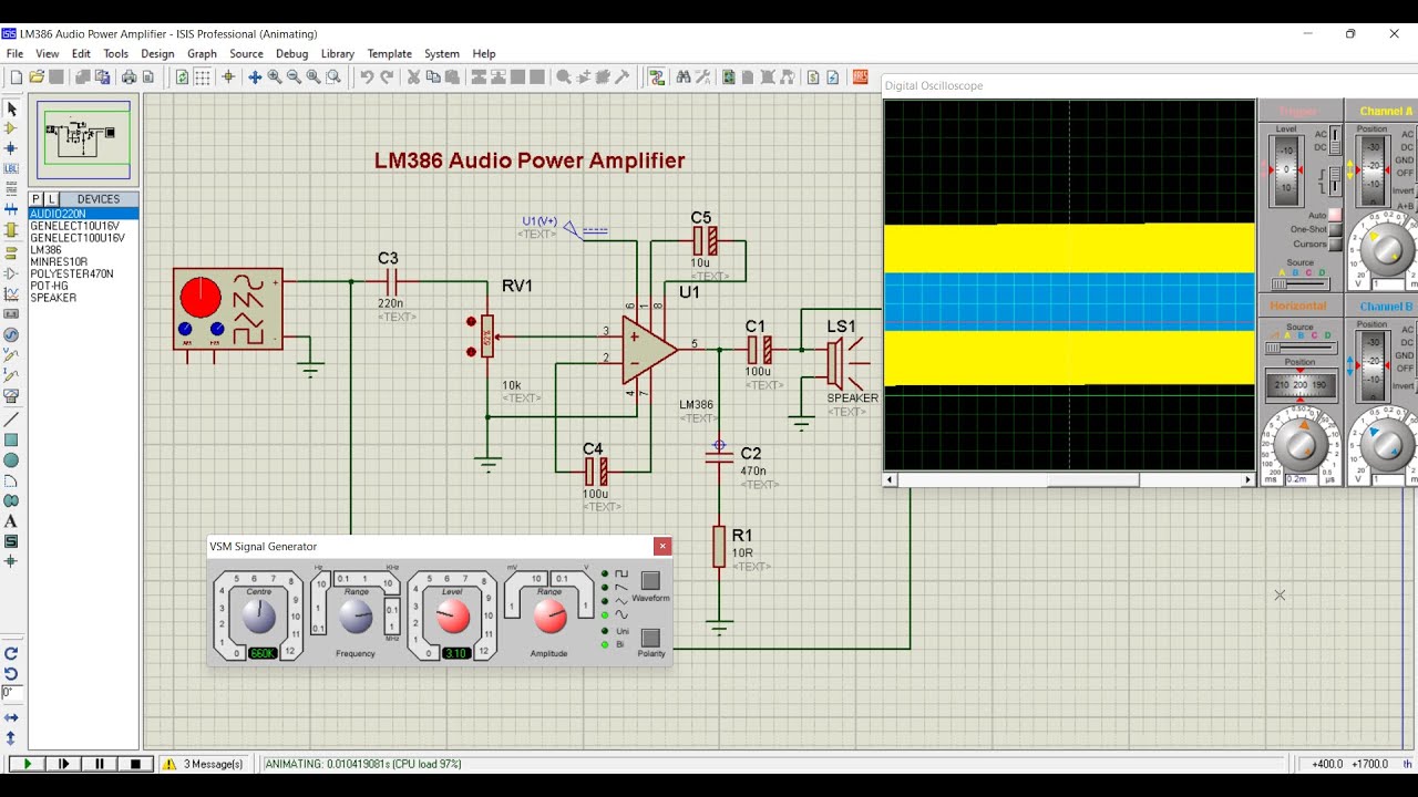 How to Design LM386 Audio Power Amplifier #proteus #amplifier - YouTube