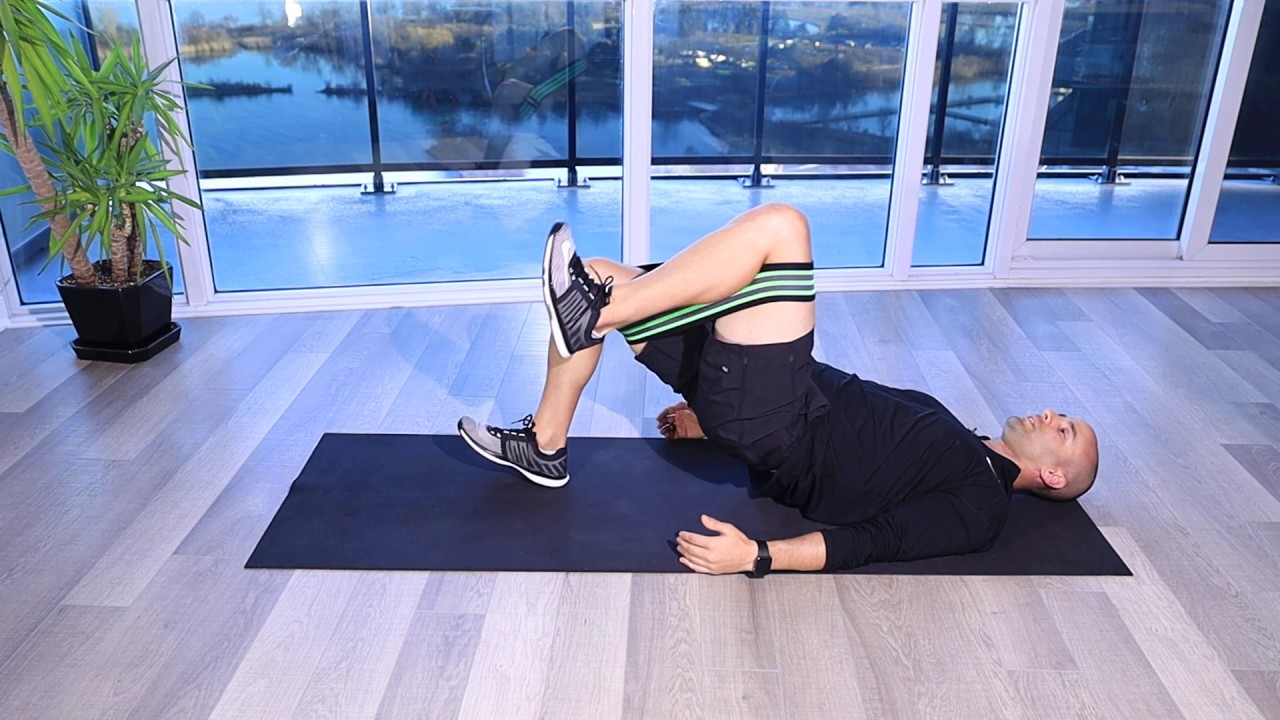 Glute Bridge W Mini Band Hip Flexion Youtube