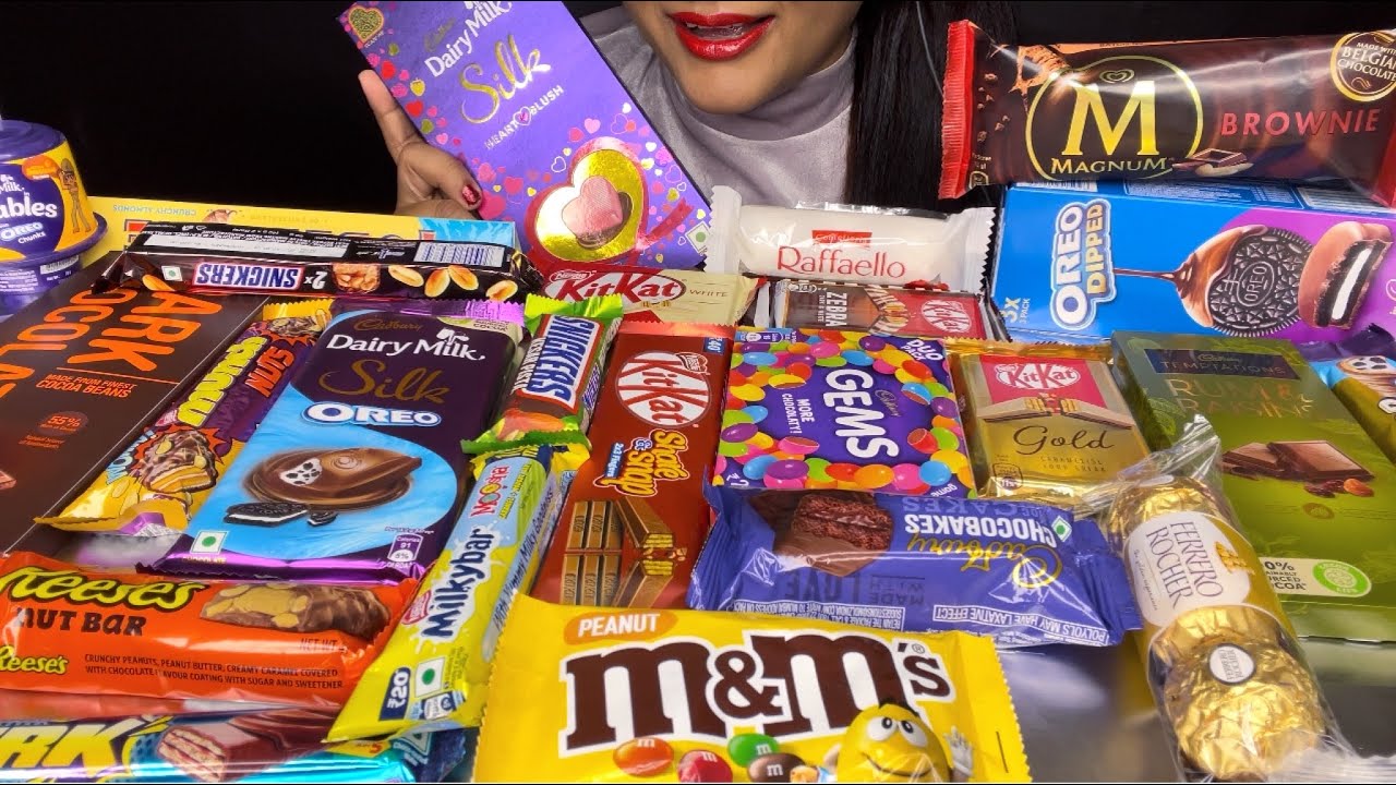 ASMR EATING CHOCOLATES,DIARYMILK HEART BLUSH,MAGNUM BROWNIE,KITKAT ...