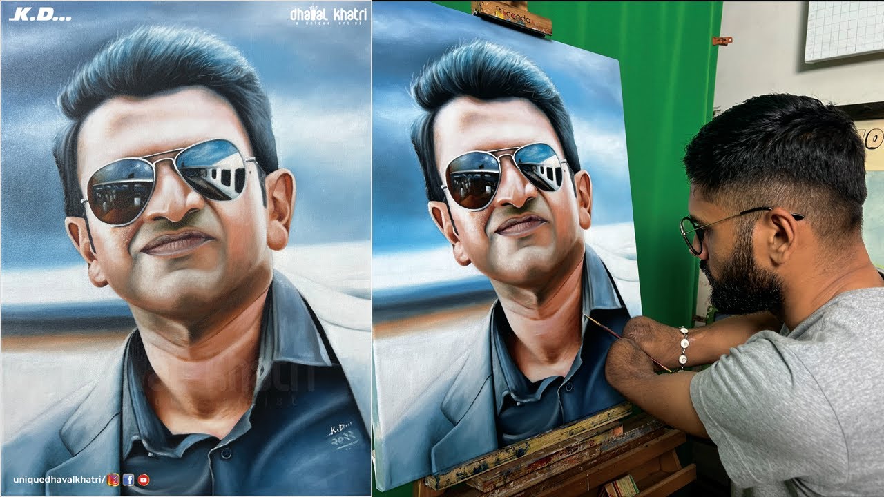 Puneeth Rajkumar Oil painting | tribute to Puneeth Rajkumar painting ...