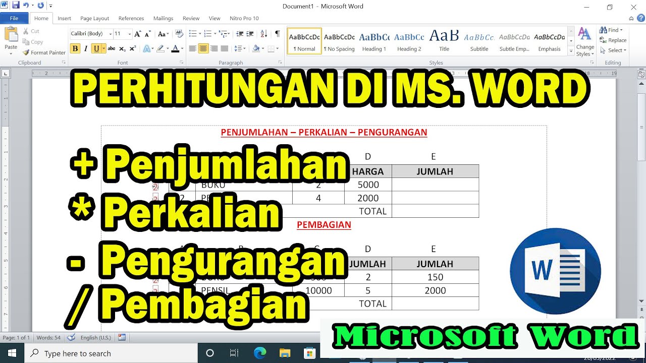 Cara Membuat Rumus Penjumlahan, Perkalian, Pengurangan, Pembagian di ...