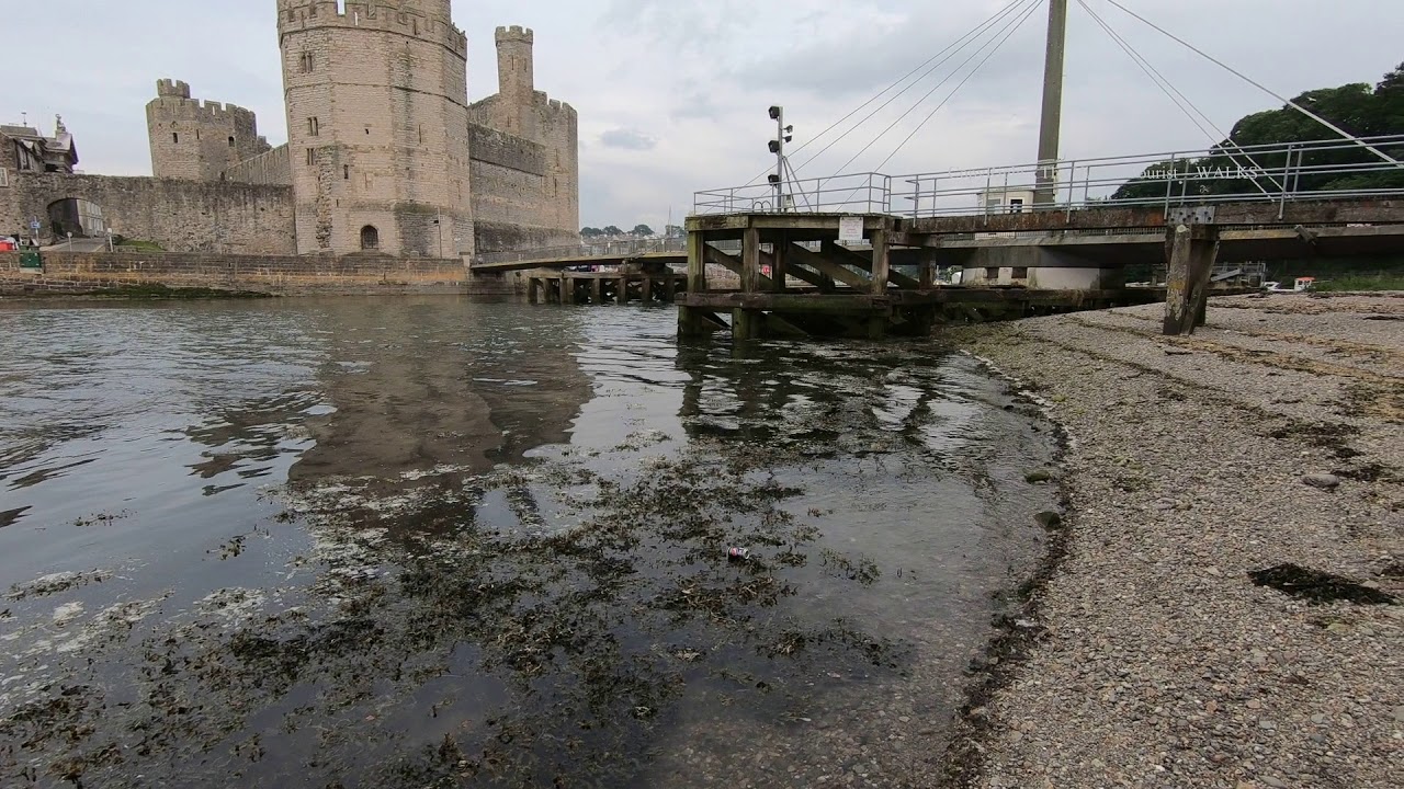 Walk along the beach in Caernarfon - Gwynedd, North Wales - YouTube