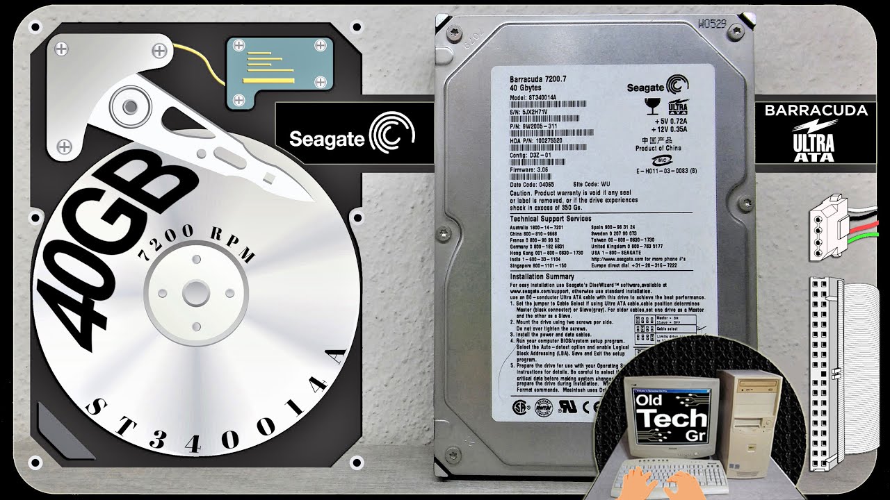 SEAGATE BARRACUDA 40GB ST340014A IDE Hard Disk Drive 3.5" Inches #oldtechnology - YouTube