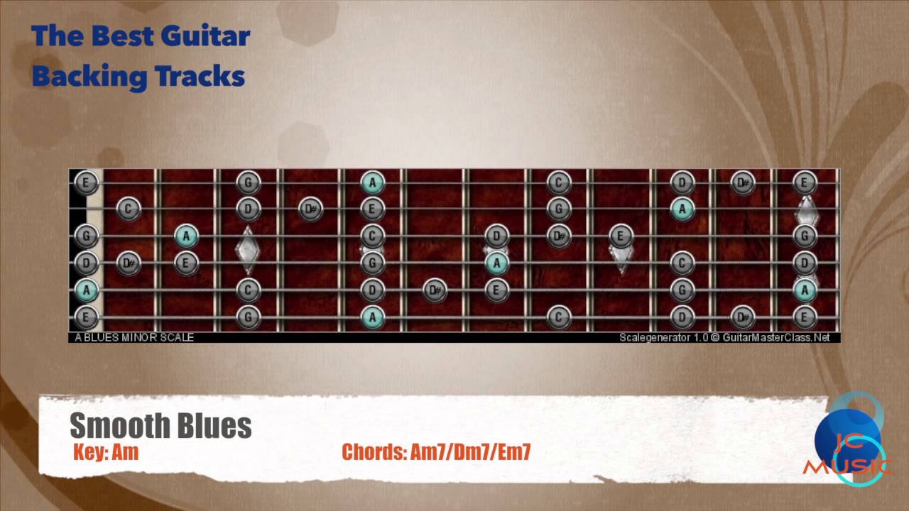 🎸 Smooth Blues in Am Guitar Backing Track with scale map - YouTube