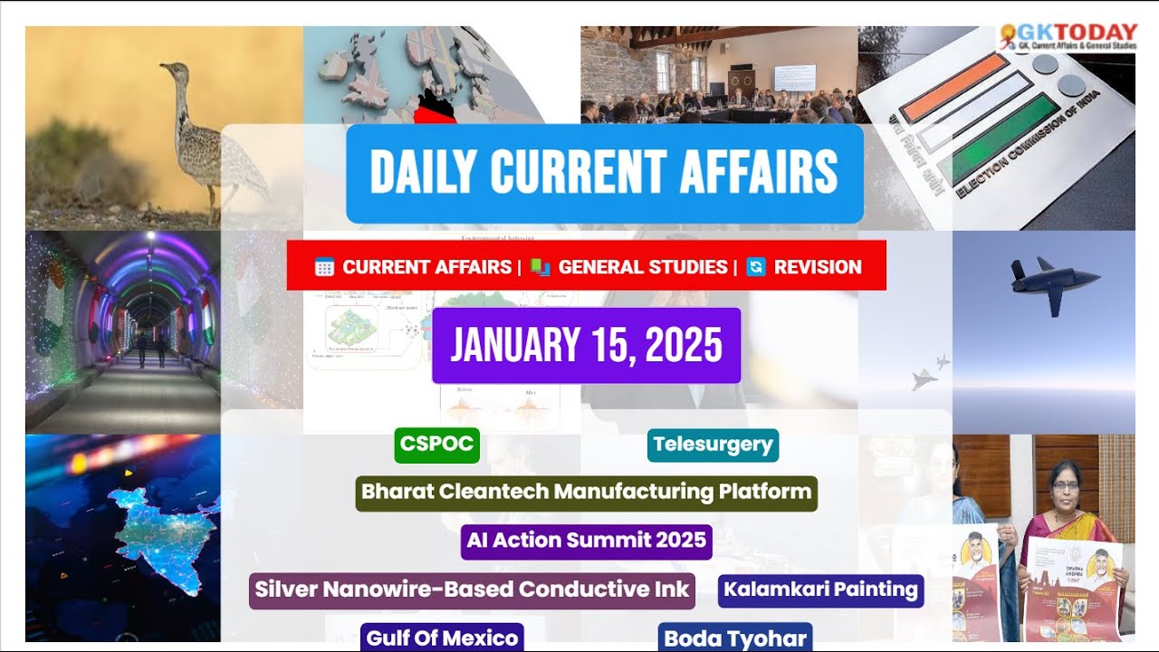 GKToday Current Affairs 🎯 15 January, 2025 - YouTube