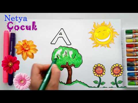 Çok Kolay Ağaç Çizimi ve Boyama - A Harfi Çizimleri - Çocuklar İçin - Netya Çocuk