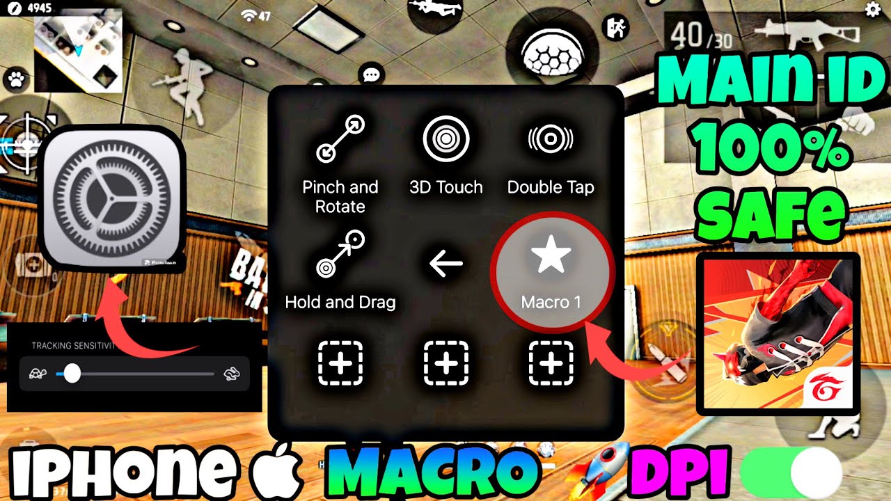 iPhone Macro free fire 🔥 | iPhone Macro⚡️Dpi⚡️Hud settings ⚙️ | 90% ...