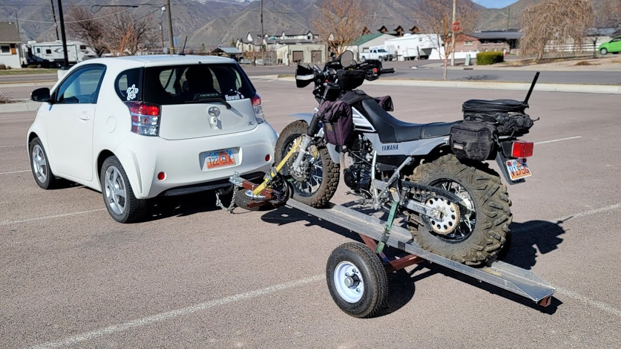 Made a lightweight motorcycle trailer to tow behind my Scion IQ - YouTube