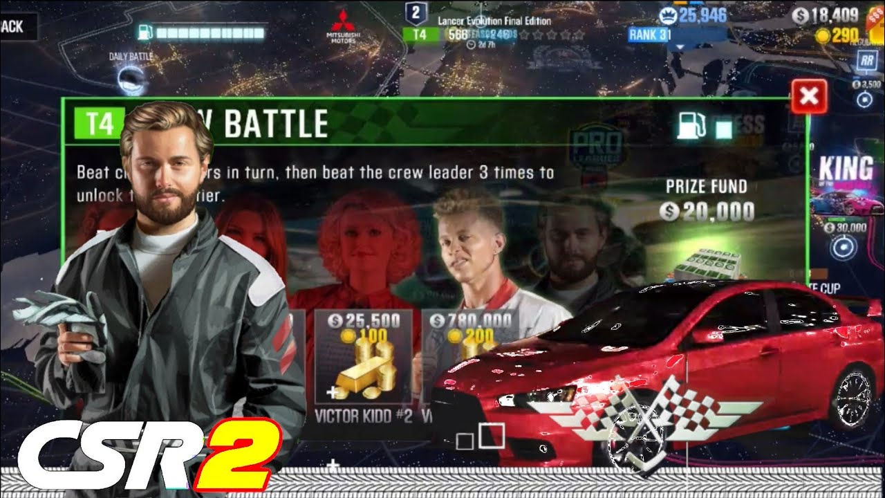 CSR racing 2 - Tier 4 Crew Battle - Mitshubishi Lancer Evolucion - YouTube