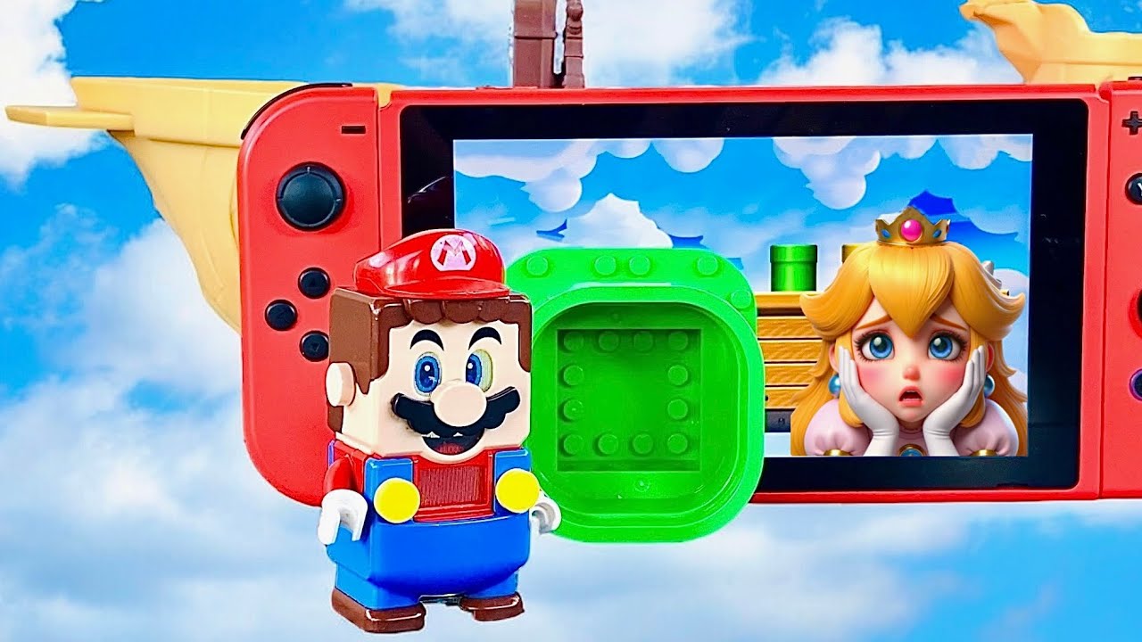 Lego Mario enters the Nintendo Switch - Bowser's Airship to save Peach ...