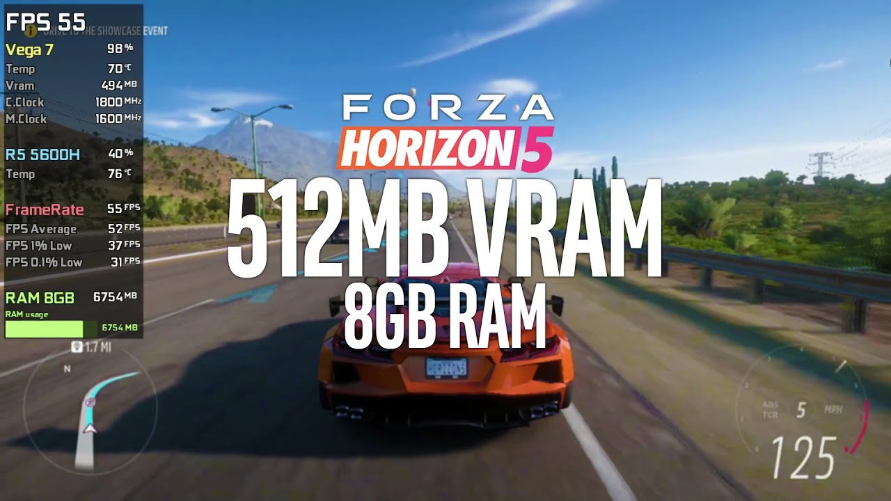 Forza Horizon 5 on 512MB VRAM & 8GB RAM - YouTube