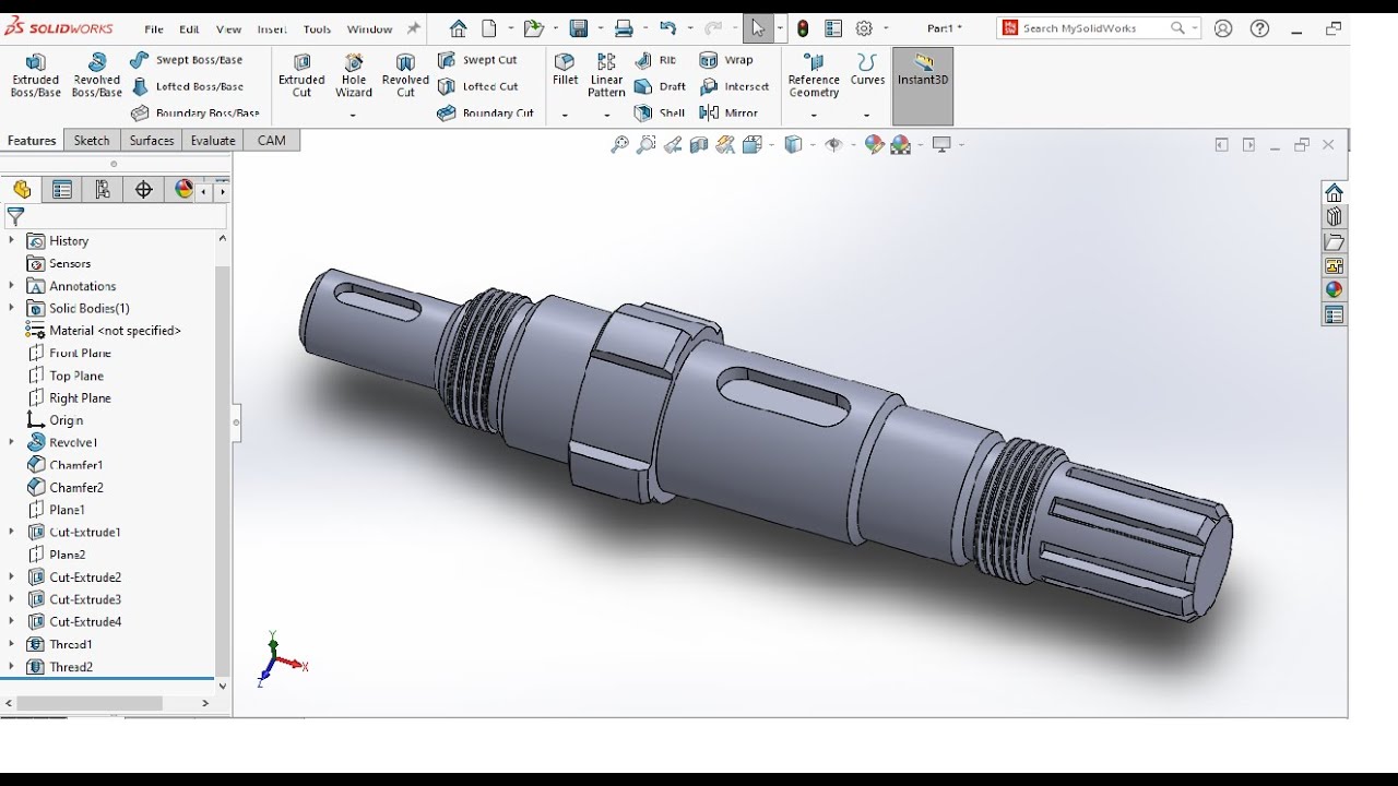 Revolved Eje nervado Con SolidWorks (en español) - YouTube