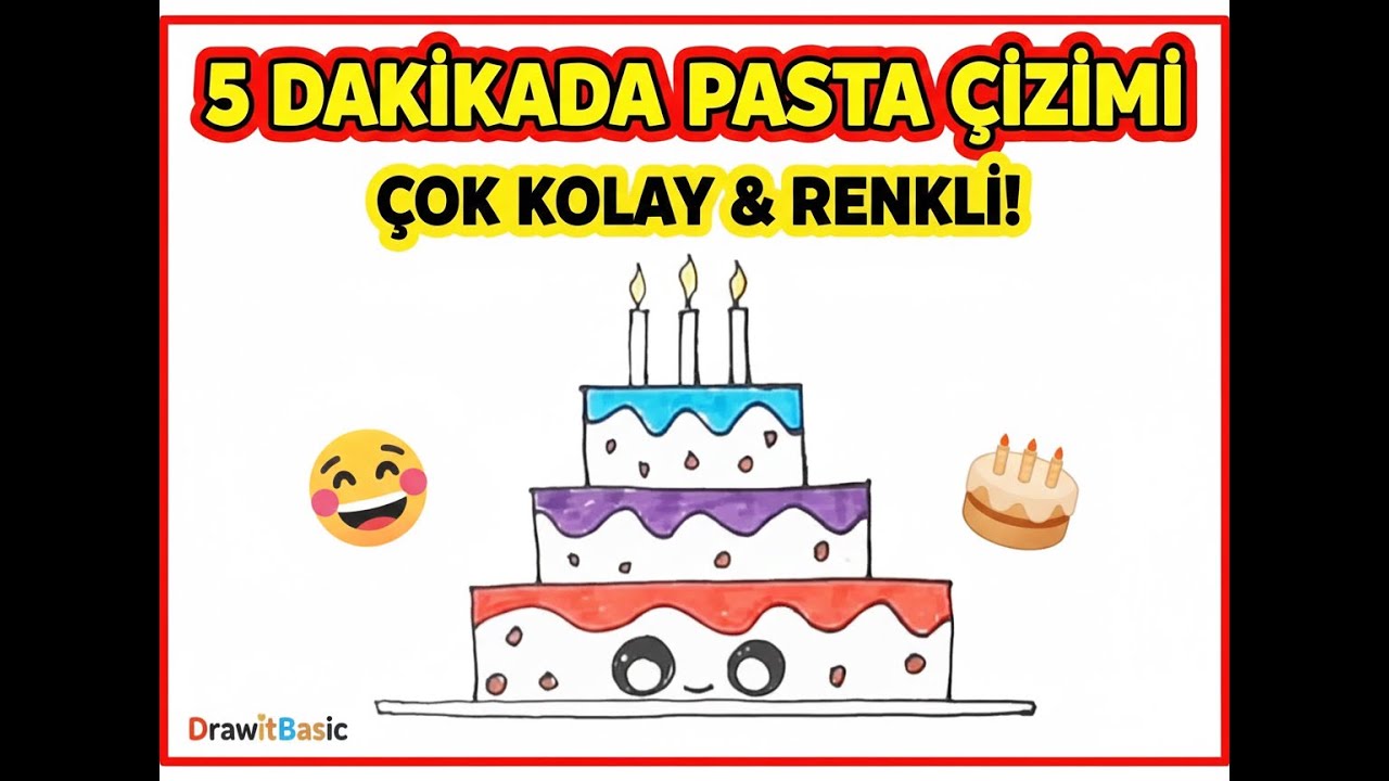 How To Draw A Birthday Cake, Doğum Günü Pastası Çizimi -- menggambar ...