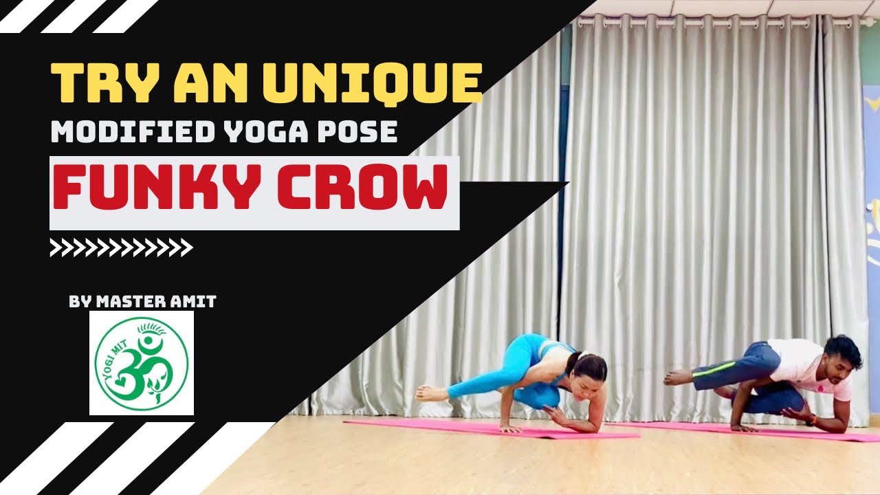 One leg funky flying crow pose | modified yoga pose | yogimit | yoga ...