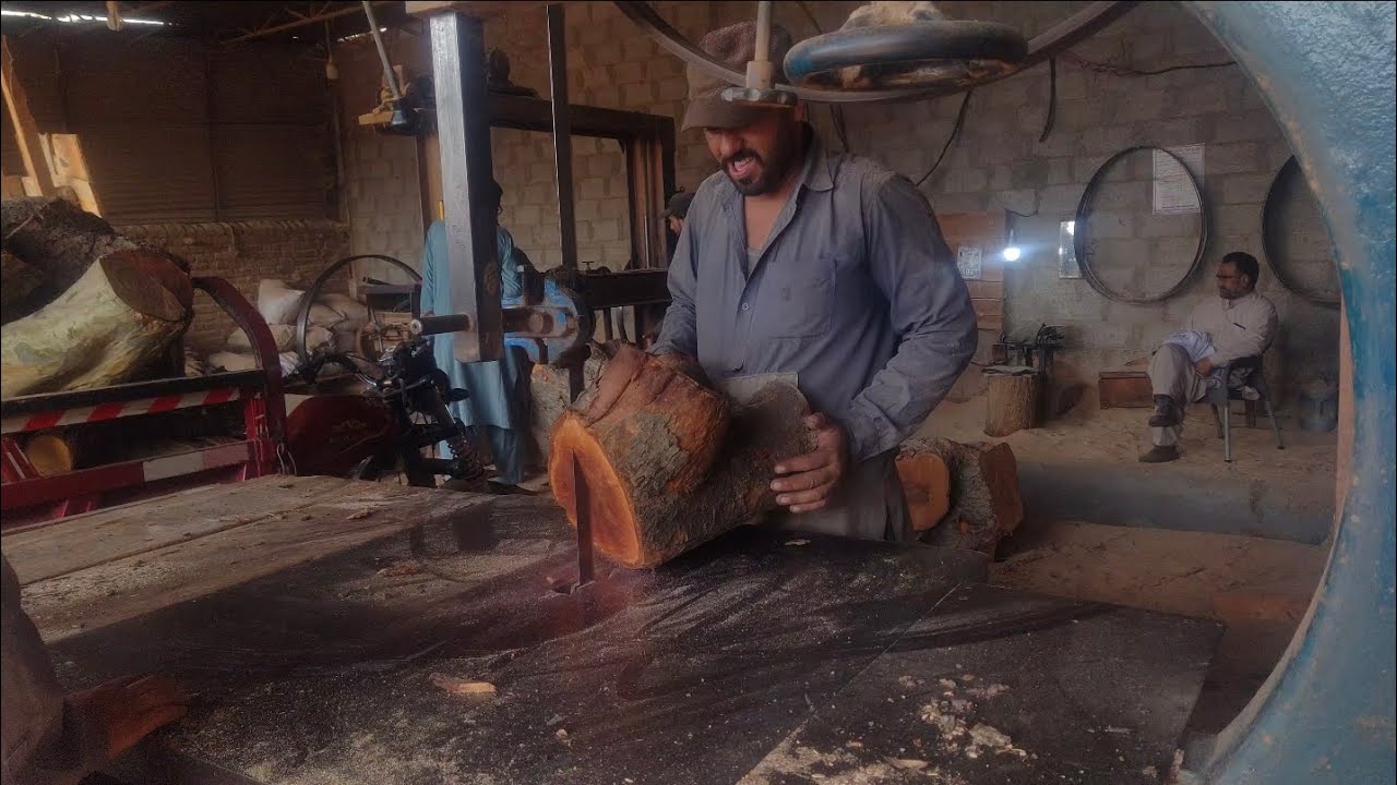 Red Wood Cutting in Sawmill - YouTube