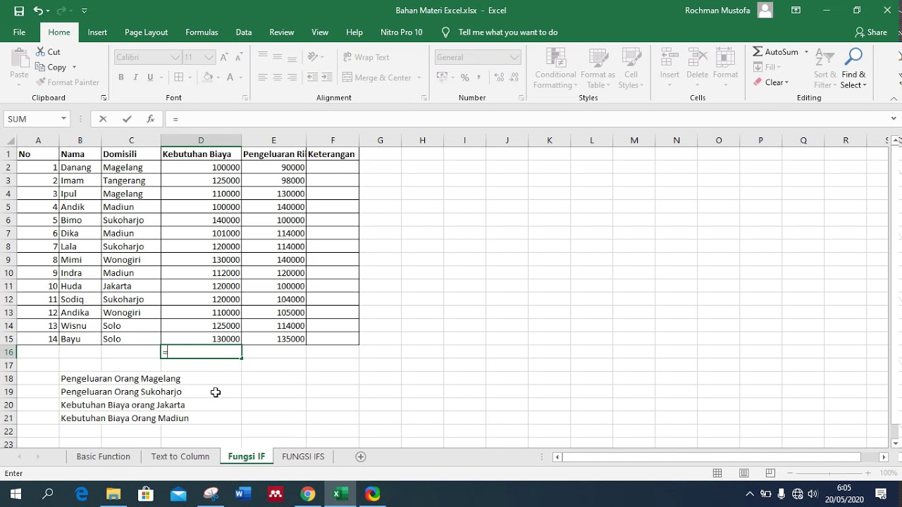 [Excel] Fungsi Dasar Formula - YouTube
