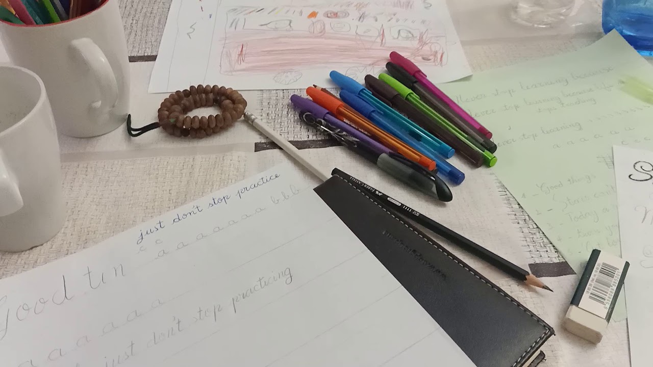 Handwriting practice - my modest work space 😊😉 - how i start learning ...