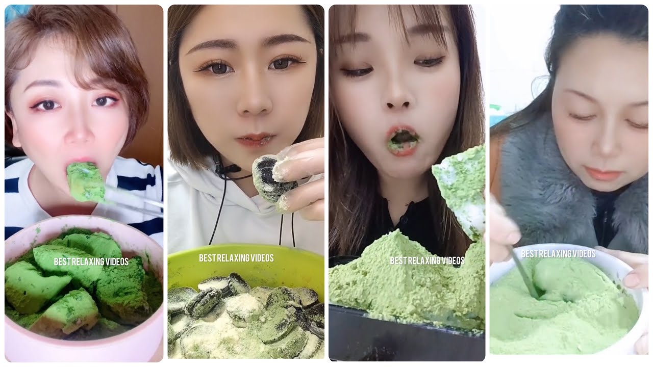 [ASMR] AMAZING HEAVY MATCHA POWDERED ICE EATING & MATCHA ICE CHIPS 💚🤩 ...