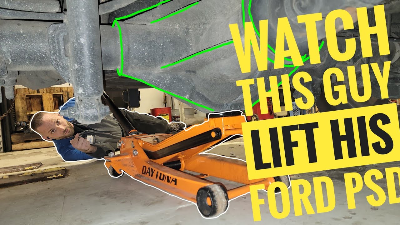 How To USE a Car floor jack in the FRONT & BACK of your Ford Superduty ...