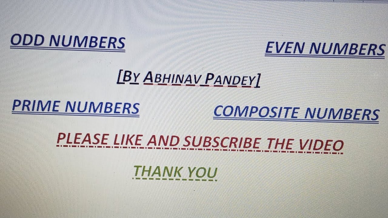 Odd Numbers,Even Numbers, Prime Numbers and Composite Numbers By ...