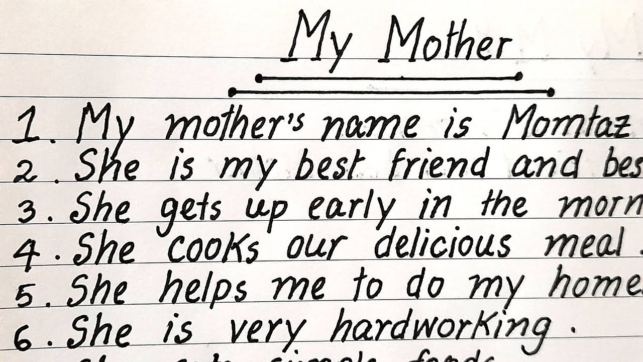 My Mother 10 Lines Essay Writing | 10 Lines On My Mother Essay Writing ...