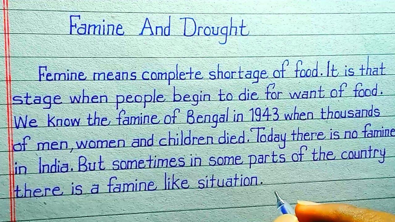Famine And Drought Essay writing in English || paragraph || handwriting ...