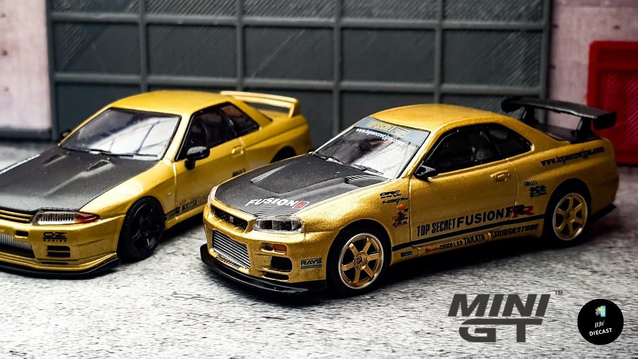 Nissan Skyline GT-R R34 Top Secret Gold by Mini GT | UNBOXING and ...