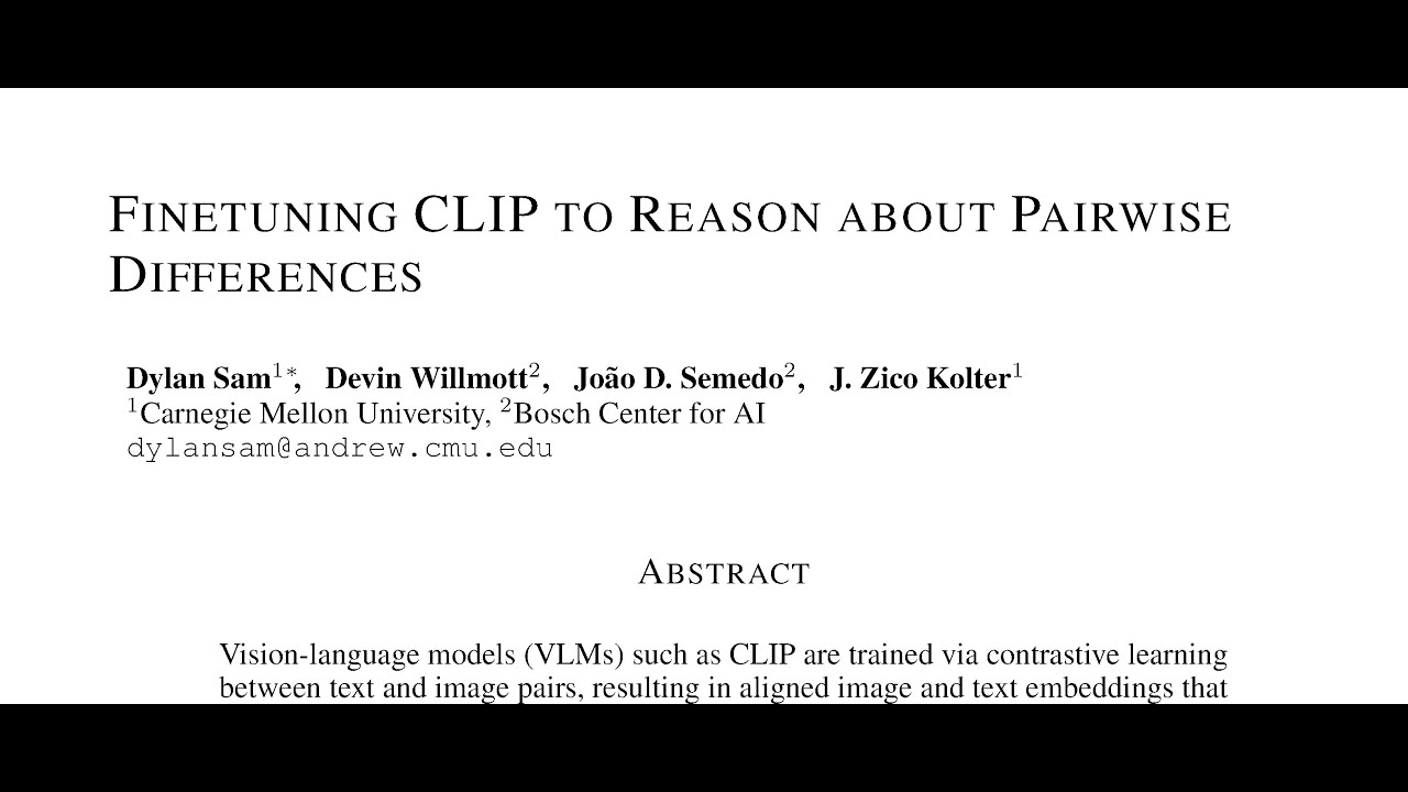 Finetuning CLIP to Reason about Pairwise Differences - YouTube